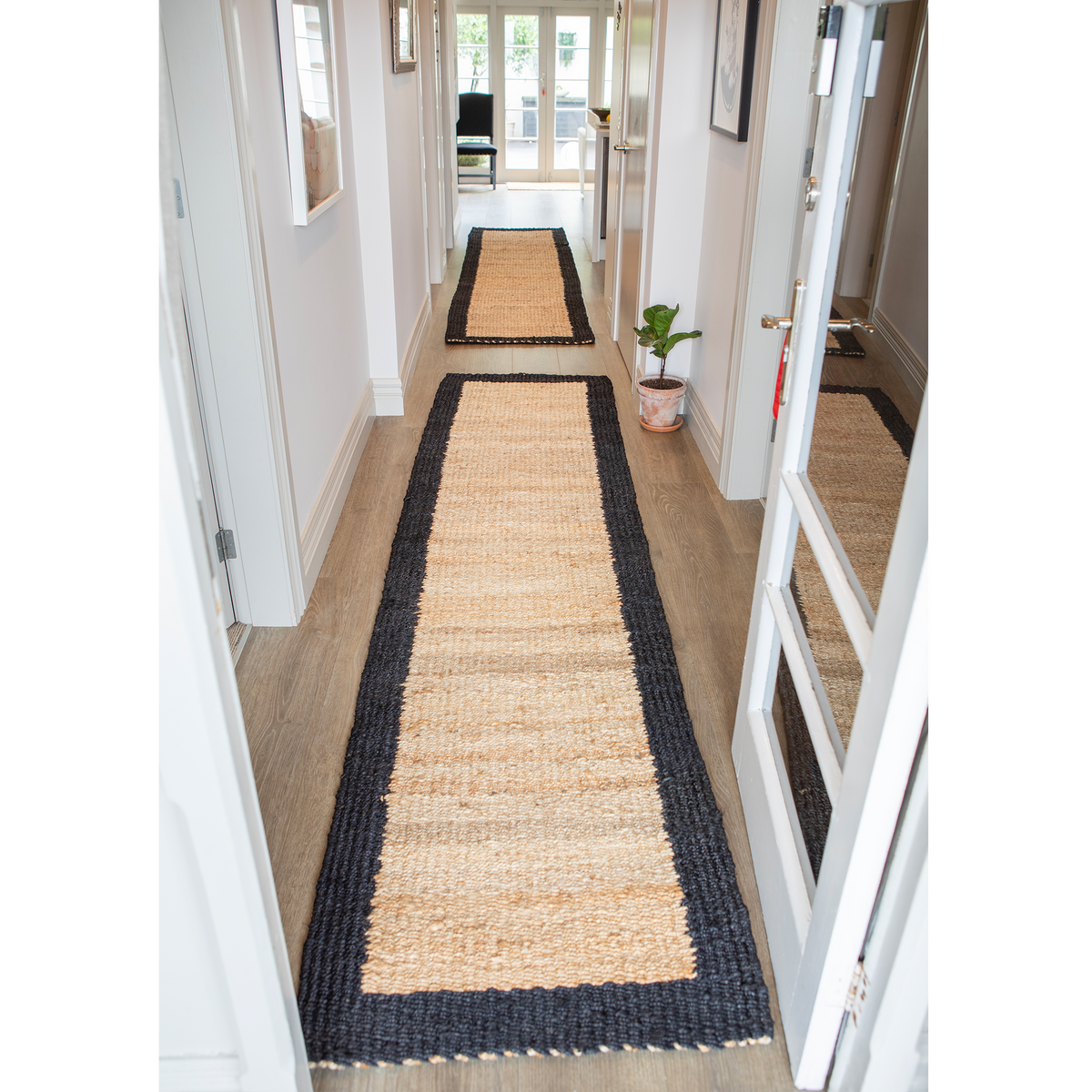 Woven-Border Jute Runner - Natural/Black | The Cotton Store NZ – GOOD ...